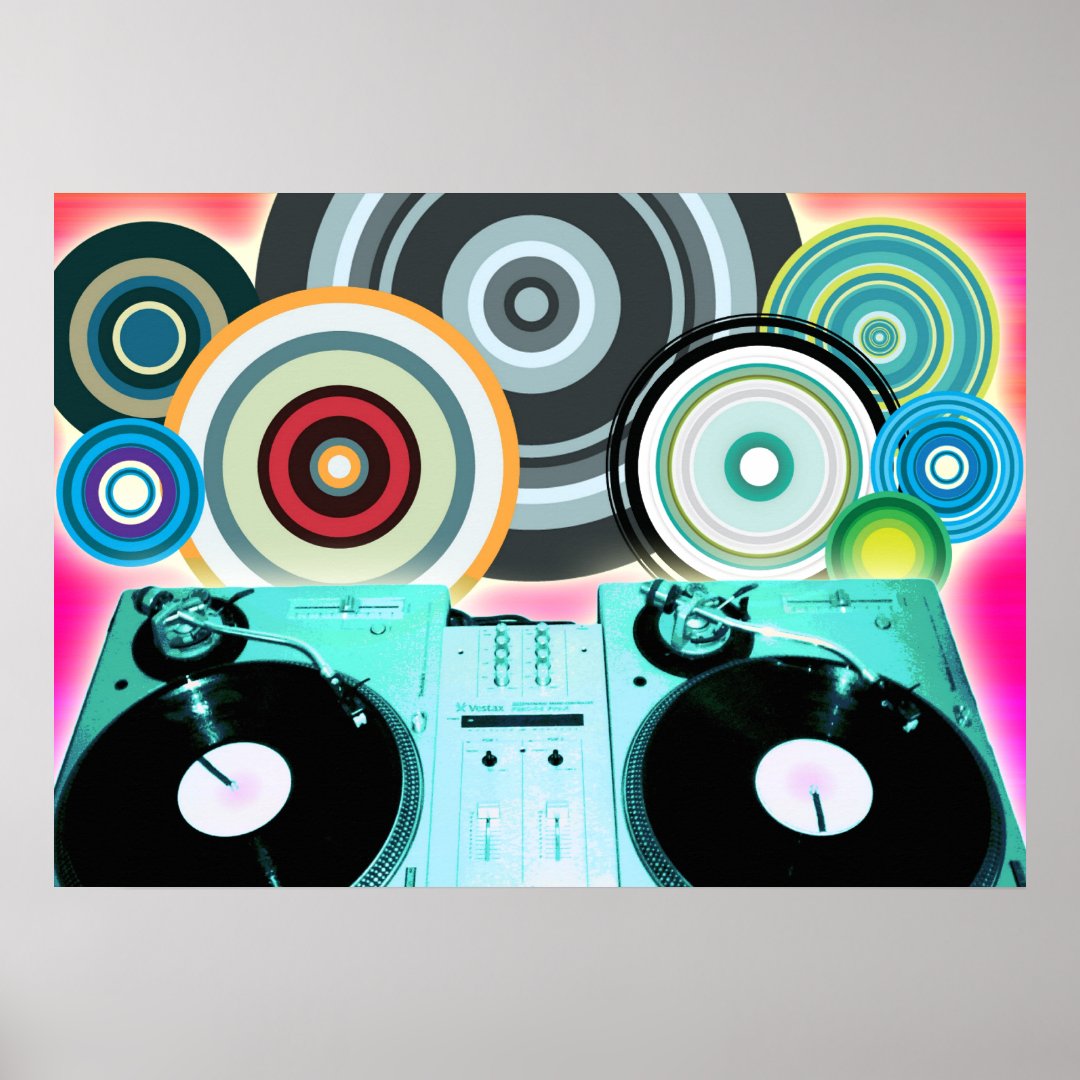 DJ Turntable Circles Poster | Zazzle