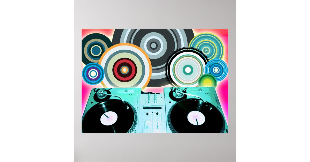 DJ Turntable Circles Poster | Zazzle