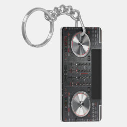 DJ turntable mix desk keychain | Zazzle