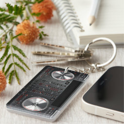 DJ turntable mix desk keychain | Zazzle