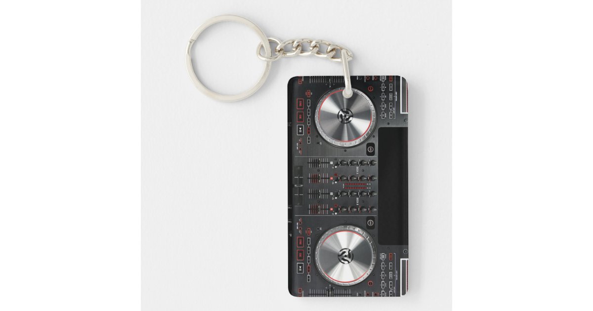 DJ turntable mix desk keychain | Zazzle