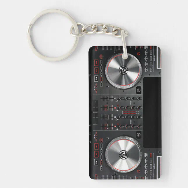 DJ turntable mix desk keychain | Zazzle
