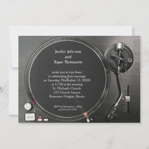 DJ turntable photo wedding Invitation | Zazzle