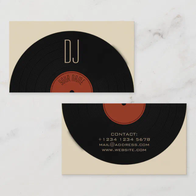 DJ vinyl record plate cover Business Card | Zazzle