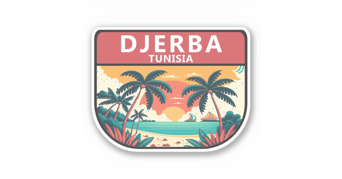 Djerba Tunisia Retro Emblem Sticker | Zazzle