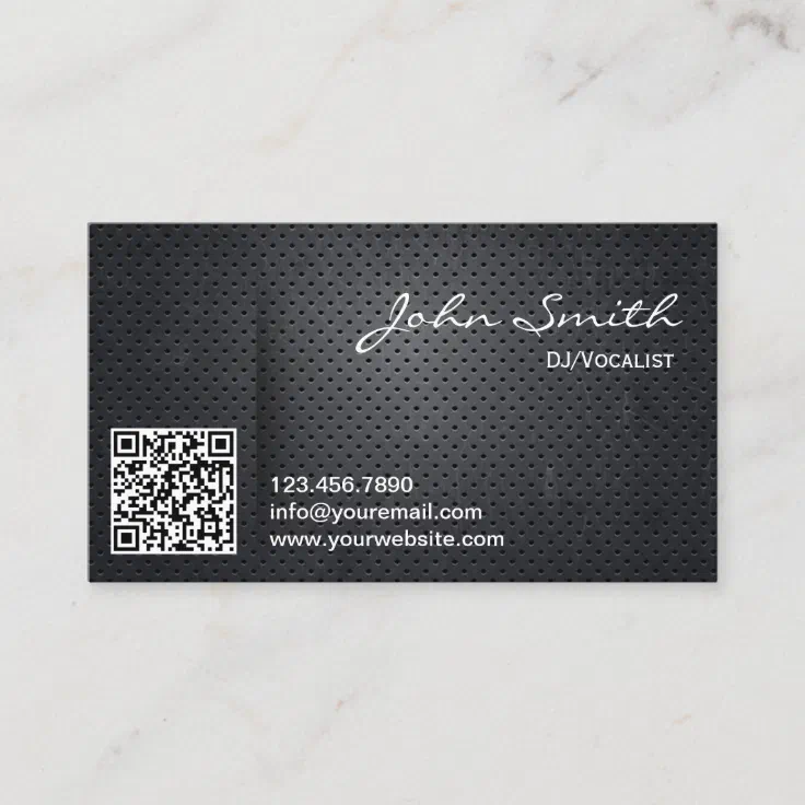 DJs Music Deejay Black Metal QR Code Business Card | Zazzle