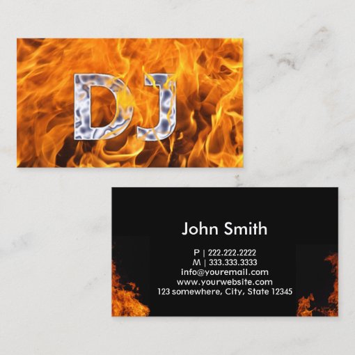 DJs Music Deejay Creative Flaming Typography Business Card | Zazzle