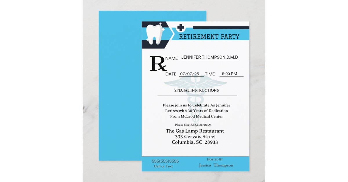 DMD Medical Prescription Pad Retirement Invitation | Zazzle