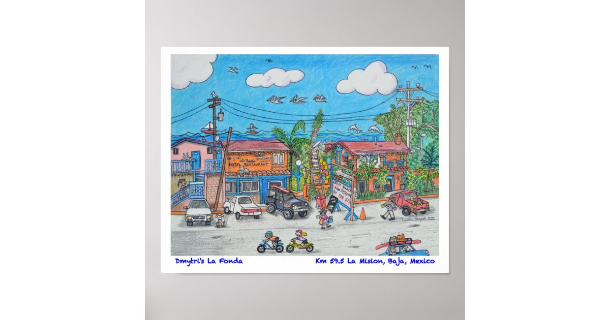 Dmytri's La Fonda Hotel and Restaurant Poster | Zazzle