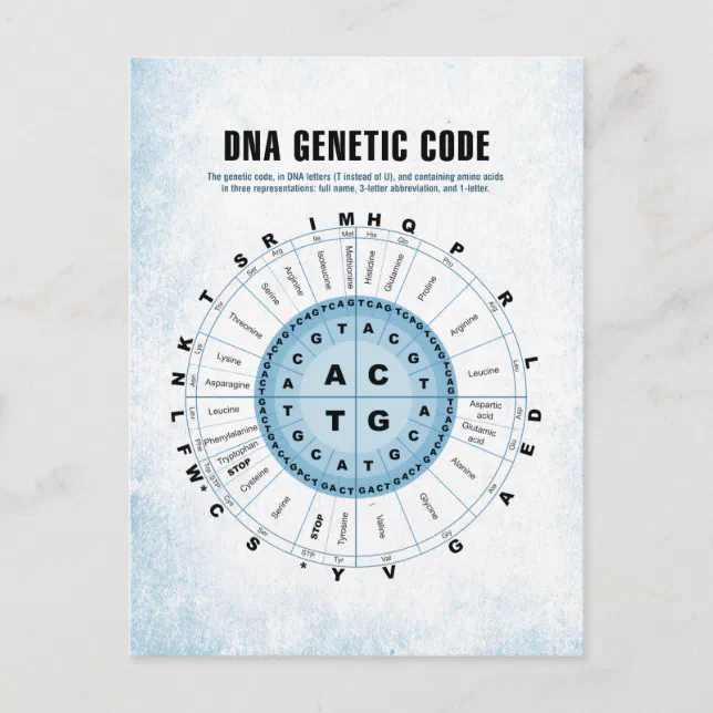DNA Genetic Code Chart Postcard | Zazzle