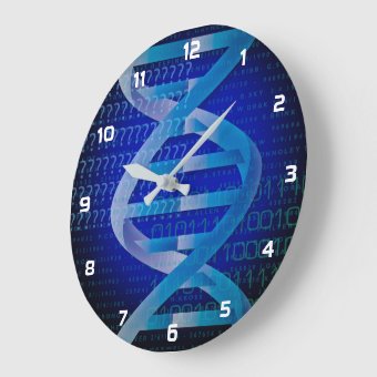 DNA ID Blue Science Large Clock | Zazzle