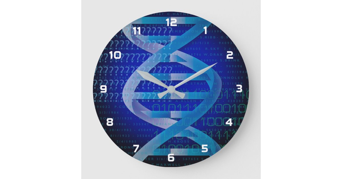 DNA ID Blue Science Large Clock | Zazzle