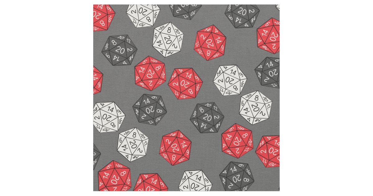 DND 20 Sided Dice Game Dungeons Dragons Fabric | Zazzle