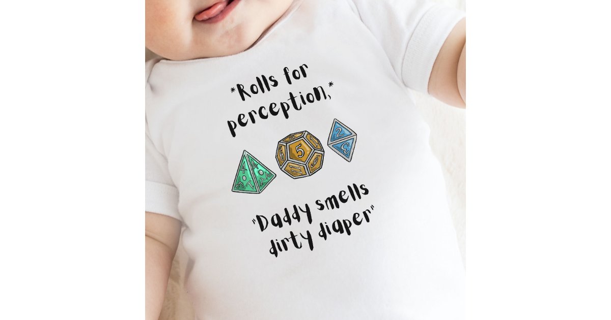 DnD Baby- Roll for Perception dirty diaper Baby Bodysuit | Zazzle
