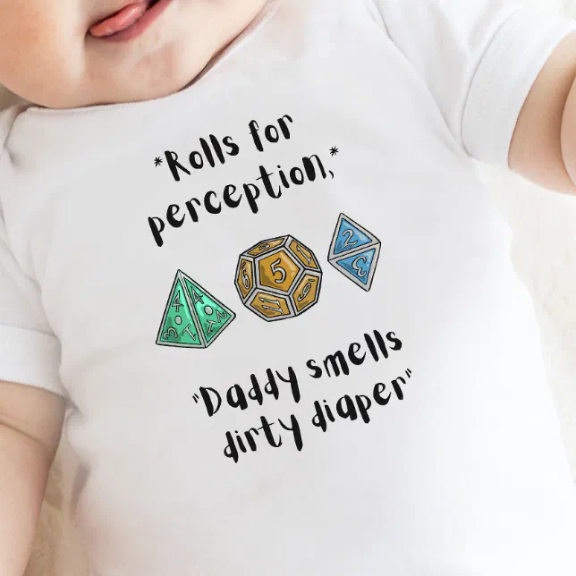 DnD Baby- Roll for Perception dirty diaper Baby Bodysuit | Zazzle