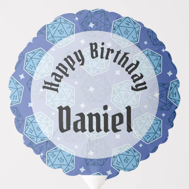 DnD Birthday Party D20 Dice Blue Balloon | Zazzle
