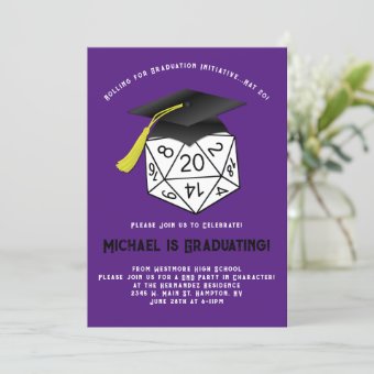 DND Roll Play Dice Graduation Party Invitation | Zazzle