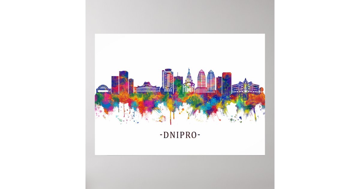 Dnipro Ukraine Skyline Poster | Zazzle