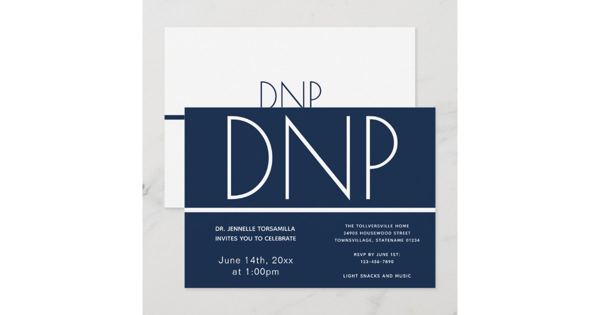 DNP degree Blue White Graduation Party Invitation | Zazzle