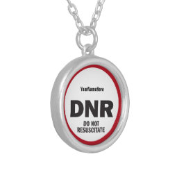 DNR Do Not Resuscitate medical tag Silver Plated Necklace | Zazzle