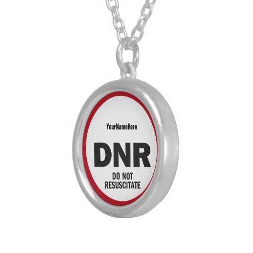 DNR Do Not Resuscitate medical tag Silver Plated Necklace | Zazzle