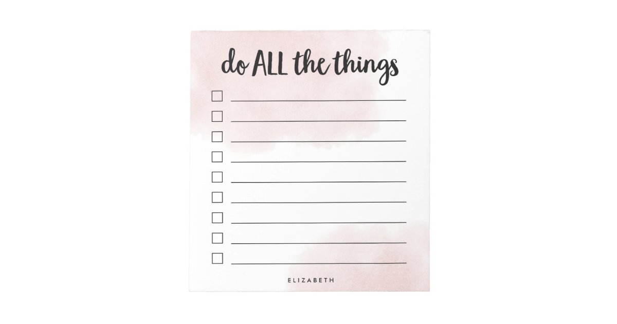 Do All the Things | Blush Personalized To Do List Notepad | Zazzle