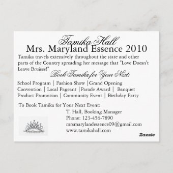 Do-It-Yourself Pageant Headshot | Autograph Card | Zazzle