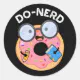 Do-nerd Funny Nerdy Donut Pun Dark BG Classic Round Sticker | Zazzle