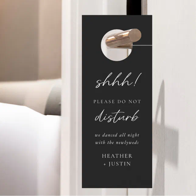 Do Not Disturb Black Wedding Hotel Door Hanger | Zazzle