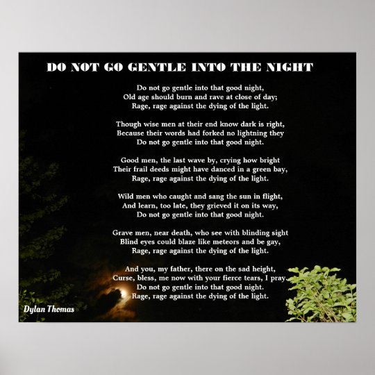 DO NOT GO GENTLE INTO THE NIGHT POSTER | Zazzle.com