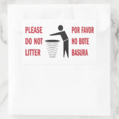 Do Not Litter sign English Spanish Rectangular Sticker | Zazzle