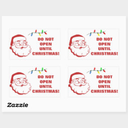 Do Not Open Until Christmas Santa Warning Rectangular Sticker | Zazzle