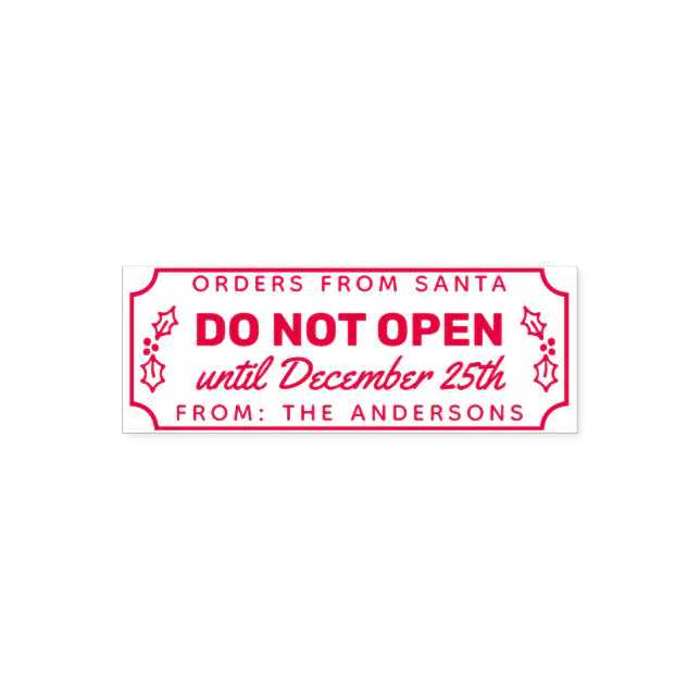 Do Not Open Until December 25th Christmas Self-inking Stamp | Zazzle