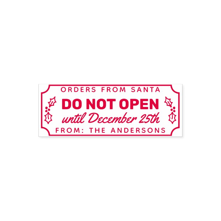 Do Not Open Until December 25th Christmas Self-inking Stamp | Zazzle