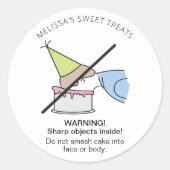 Do Not Smash In Face or Body Cake Warning Classic Round Sticker | Zazzle