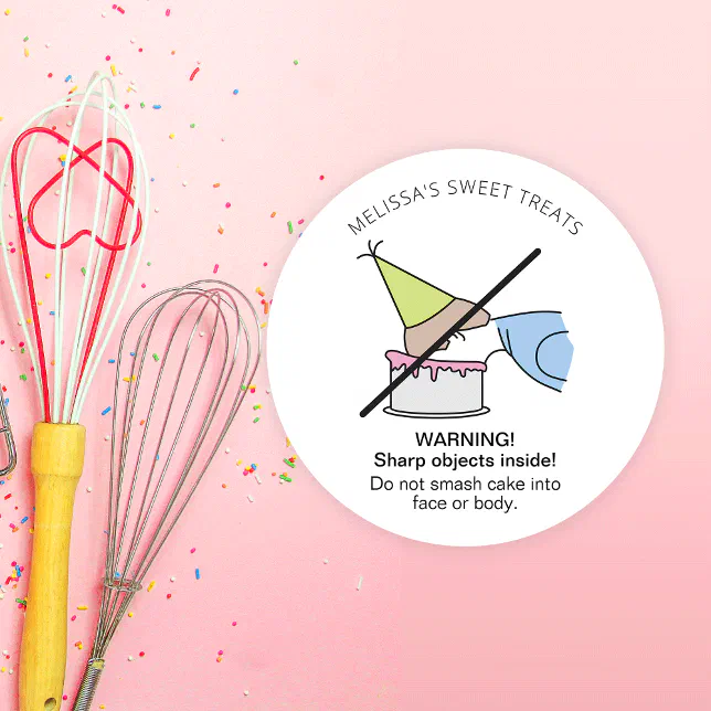 Do Not Smash In Face or Body Cake Warning Classic Round Sticker | Zazzle