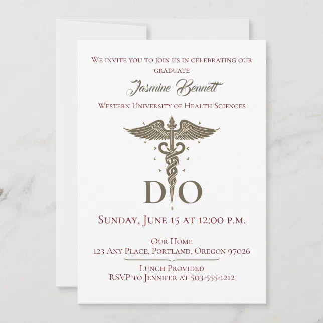 DO Ostopathic Physician Graduation Party Invitation | Zazzle