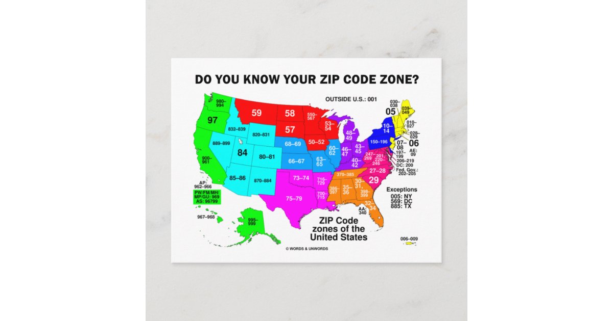 Do You Know Your Zip Code Zone? (US Map) Postcard | Zazzle