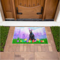 Doberman Dog with Easter Eggs Bunny Chicks Doormat | Zazzle
