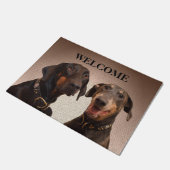 Doberman dogs welcome door mat | Zazzle