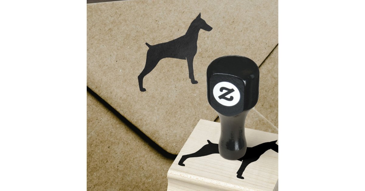 Doberman Pinscher Dog Breed Silhouette Rubber Stamp | Zazzle