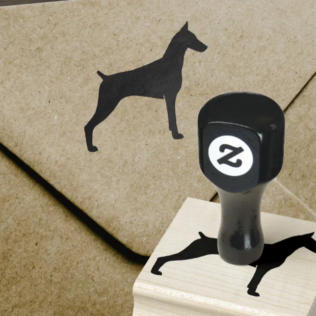 Doberman Pinscher Dog Breed Silhouette Rubber Stamp | Zazzle