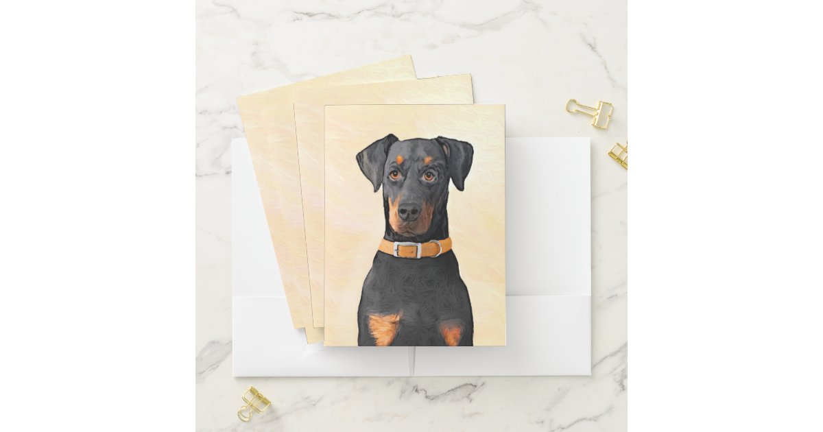 Doberman Pinscher Uncropped Painting Original Art Pocket Folder | Zazzle