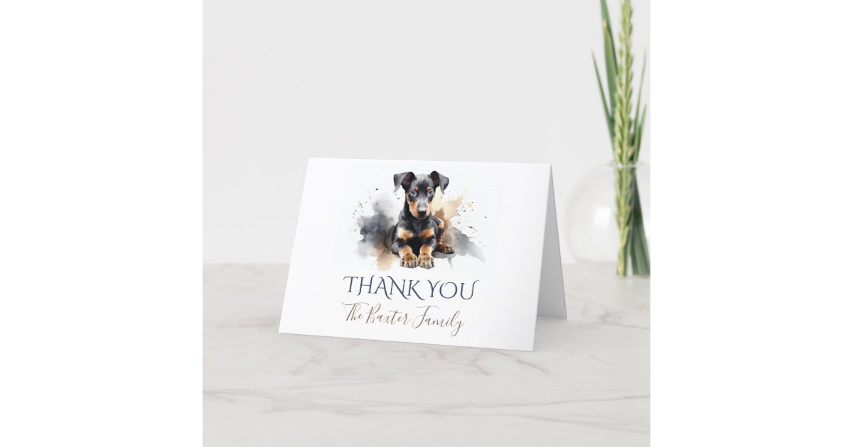 Doberman Pinscher Watercolor Thank You Card | Zazzle