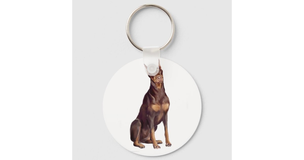 Doberman (red sit) keychain | Zazzle