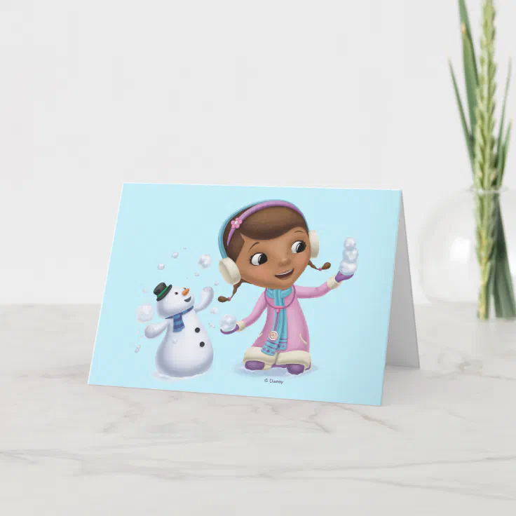 Doc McStuffins | Doc And Chilly Playing In Snow Holiday Card | Zazzle