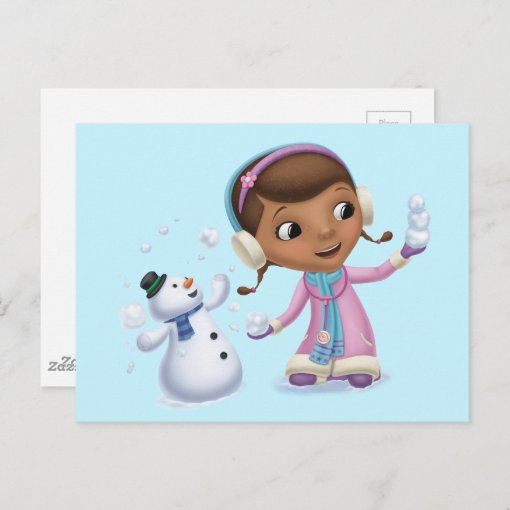 Doc McStuffins | Doc And Chilly Playing In Snow Postcard | Zazzle