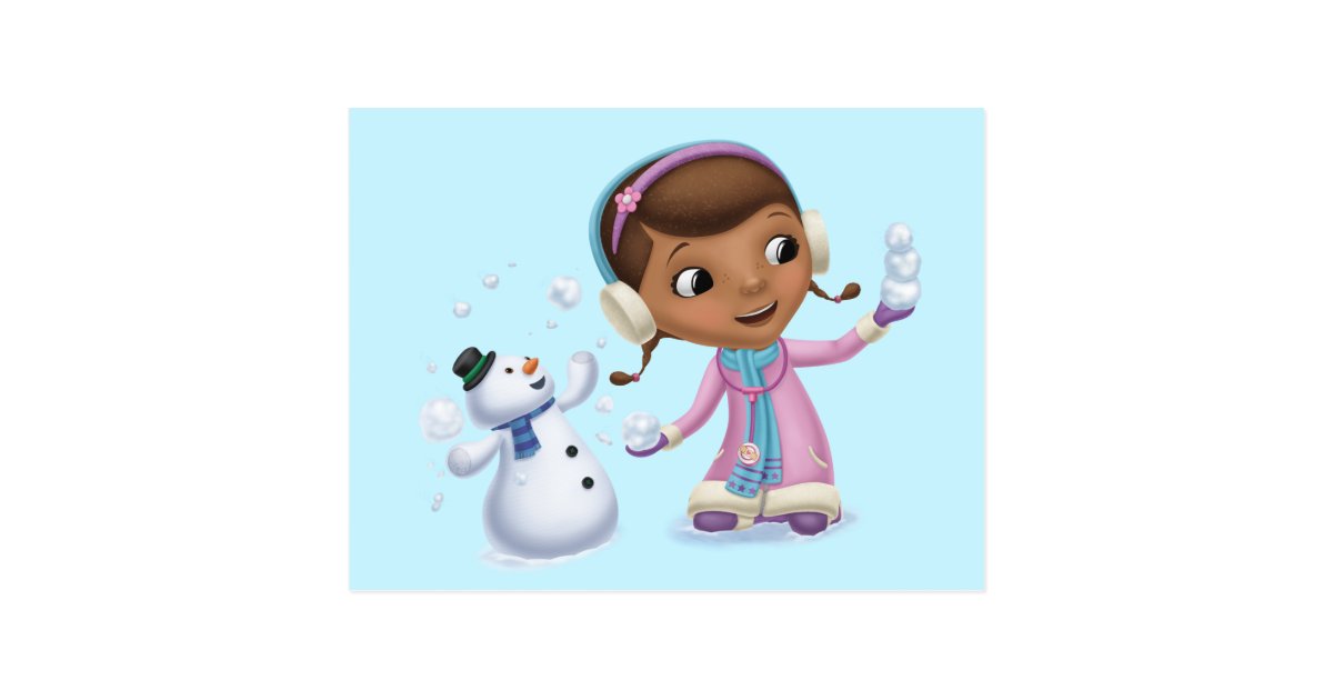 Doc McStuffins | Doc And Chilly Playing In Snow Postcard | Zazzle.com
