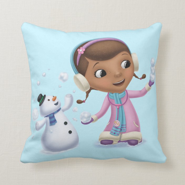 Doc McStuffins | Doc And Chilly Playing In Snow Throw Pillow | Zazzle.com