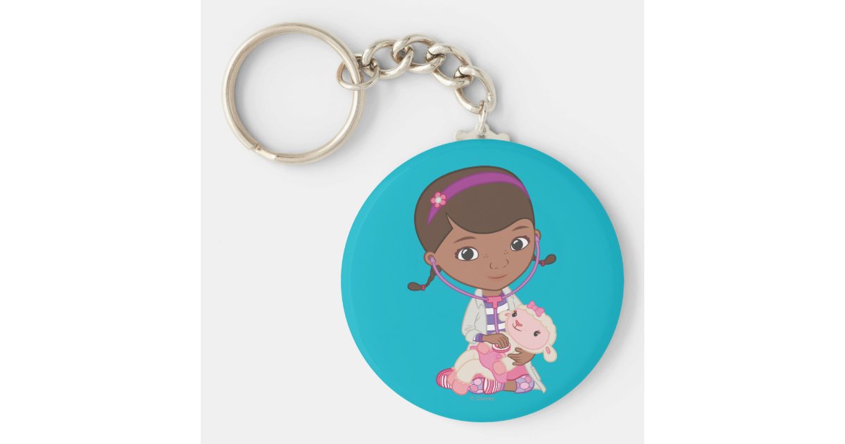 Doc McStuffins Holding Lambie Keychain | Zazzle.com